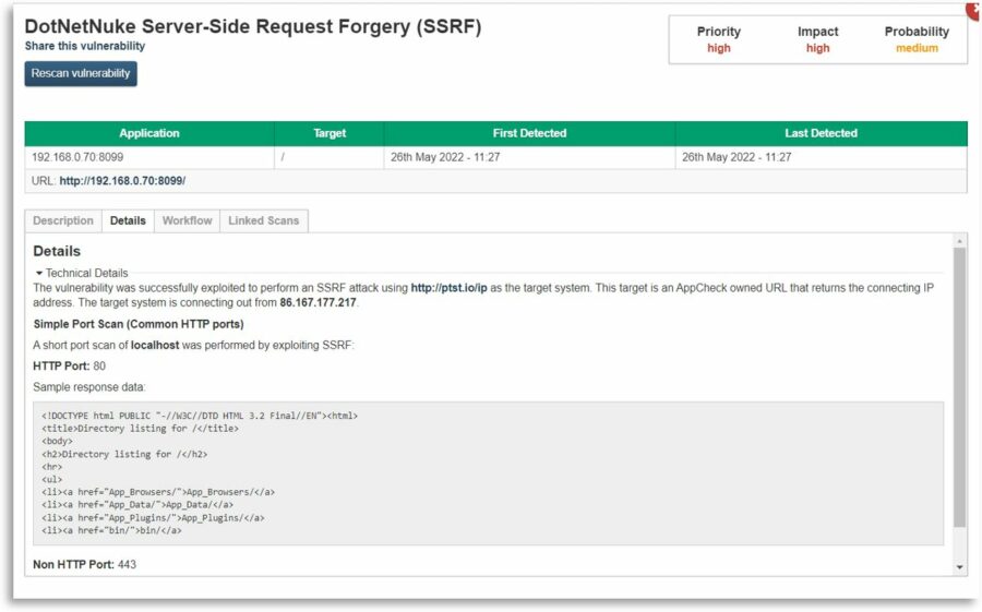 DNN CMS Server-Side Request Forgery (CVE-2021-40186) | AppCheck